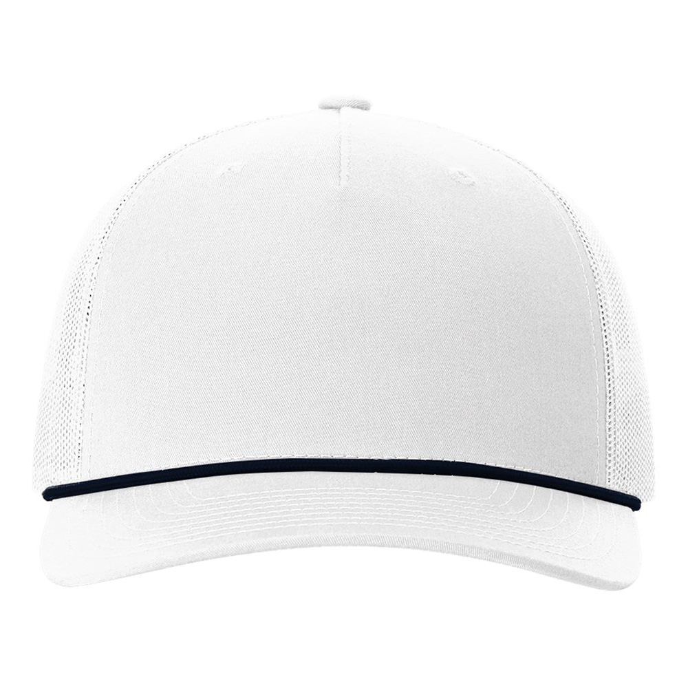 Richardson 112FPR Five Panel Trucker Rope Cap - White/Navy | Full Source