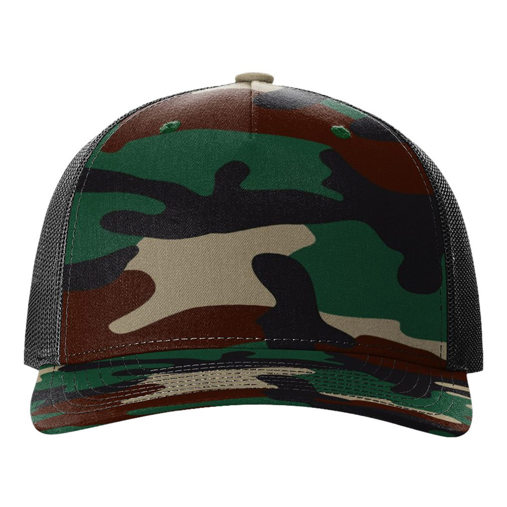 Richardson 112PFP Five Panel Printed Trucker Cap - Green Camo/Black ...