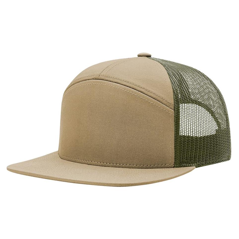 Richardson 168 Seven-Panel Trucker Cap - Pale Khaki/Loden Green | Full ...