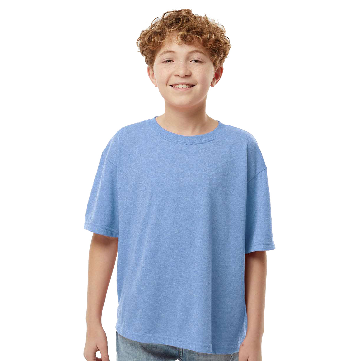 M&O 4850 Youth Gold Soft Touch T-Shirt - Light Blue Heather | Full Source
