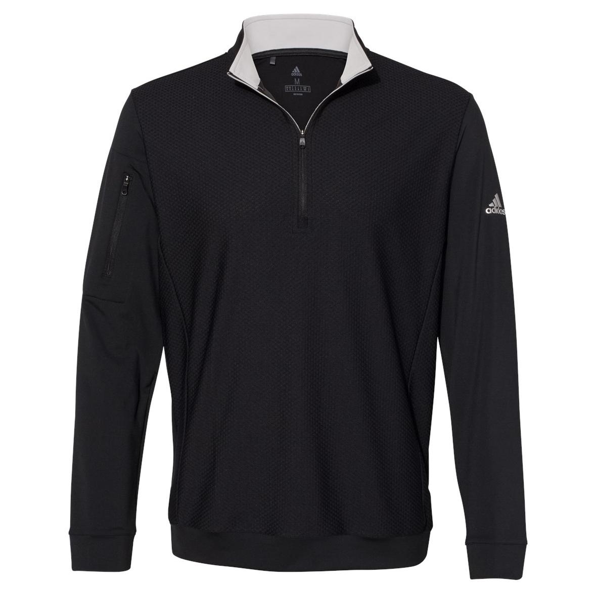 adidas A295 Performance Texture Quarter-Zip Pullover - Black | Full Source