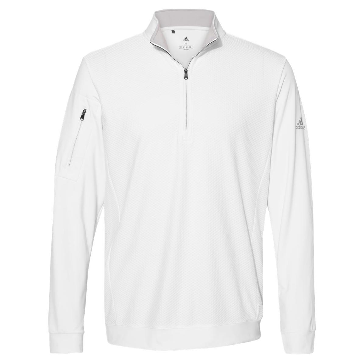 adidas A295 Performance Texture Quarter-Zip Pullover - White | Full Source