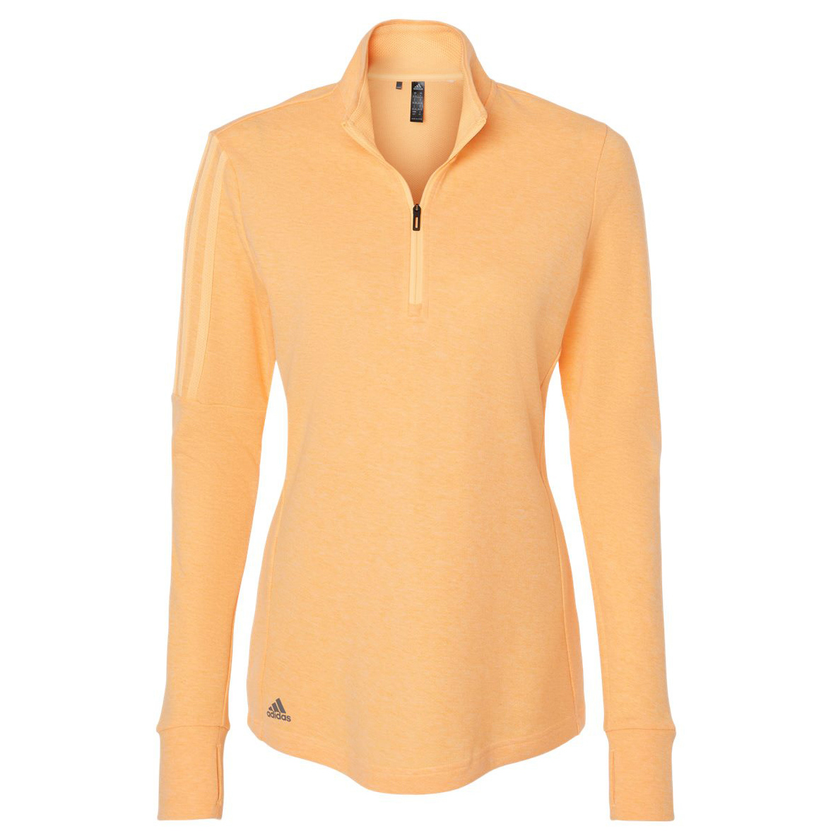 adidas A555 Women's 3-Stripes Quarter-Zip Sweater - Acid Orange Melange ...