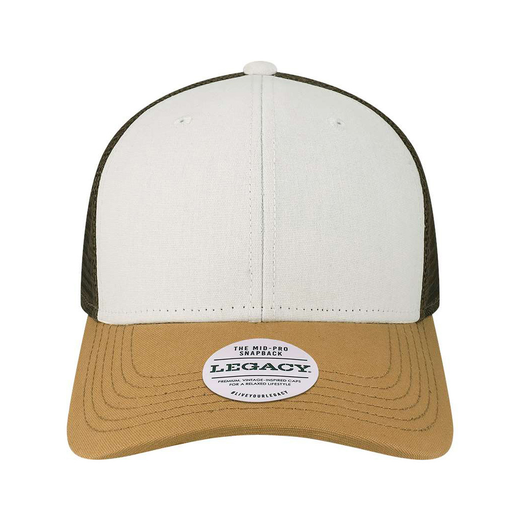 Legacy MPS Mid-Pro Snapback Trucker Cap - White/Caramel/Brown | Full Source