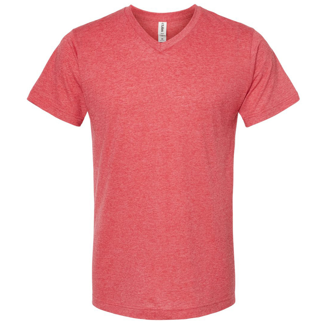 Tultex 207 Unisex Poly-Rich V-Neck T-Shirt - Heather Red | Full Source