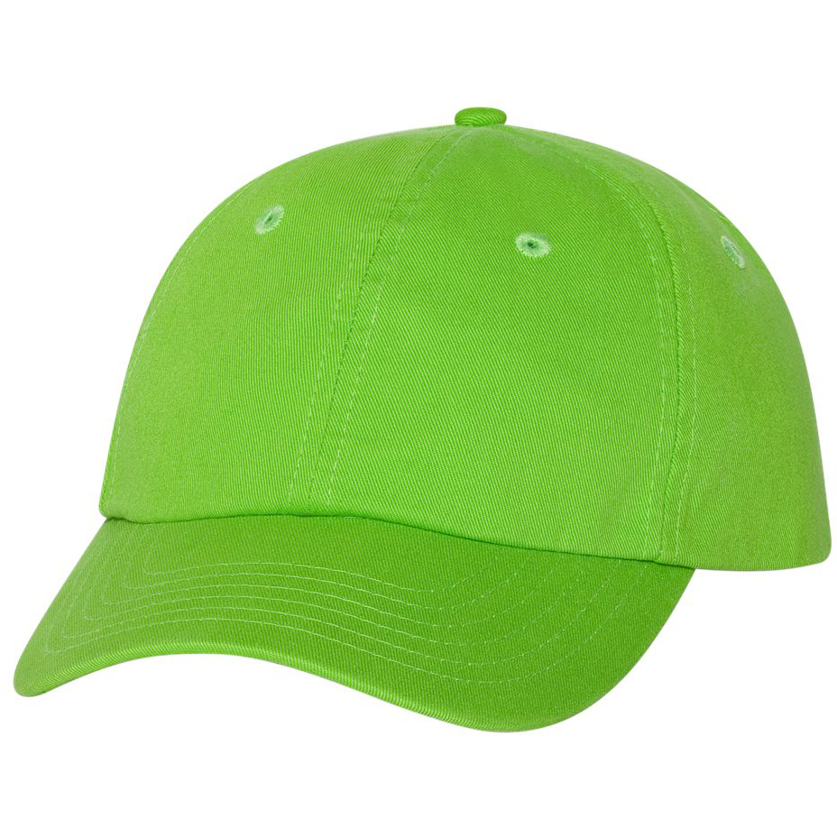 Valucap VC300A Adult Bio-Washed Classic Dad's Cap - Neon Green | Full ...