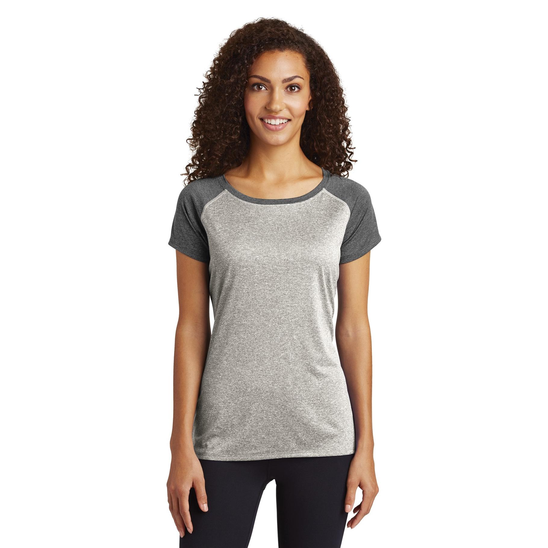 Sport-Tek LST362 Ladies Heather-On-Heather Contender Scoop Neck Tee ...