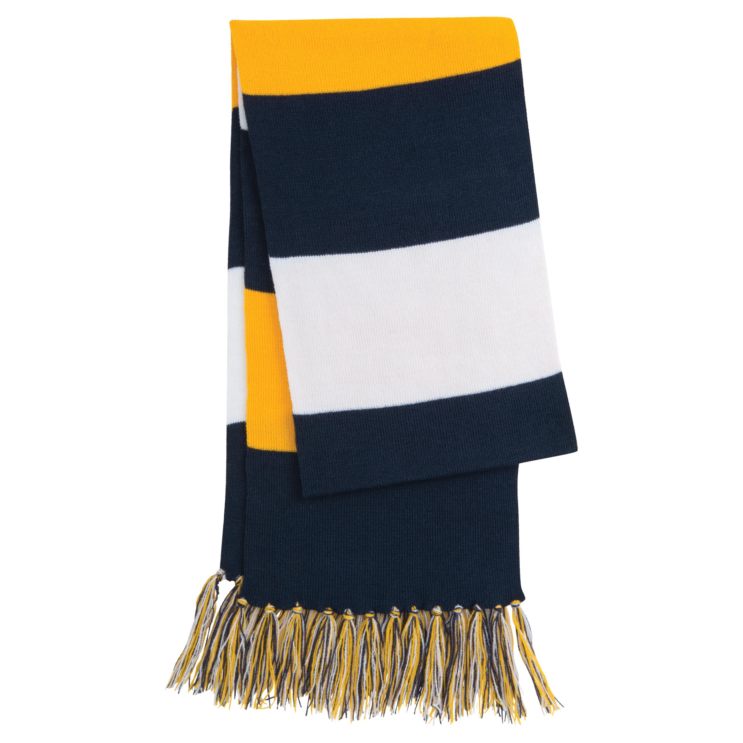 Sport-Tek STA02 Spectator Scarf - True Navy/Gold/White | Full Source