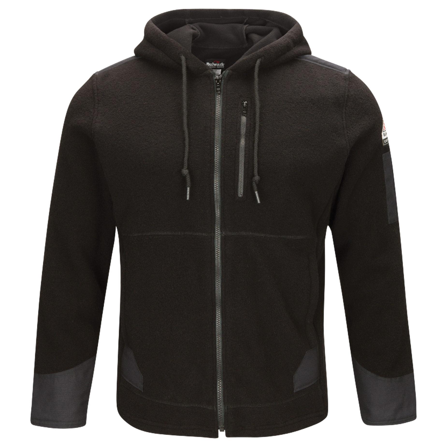 Bulwark FR SMH8BK Men's Front Zip Modacrylic Blend Fleece Hoodie | Full ...