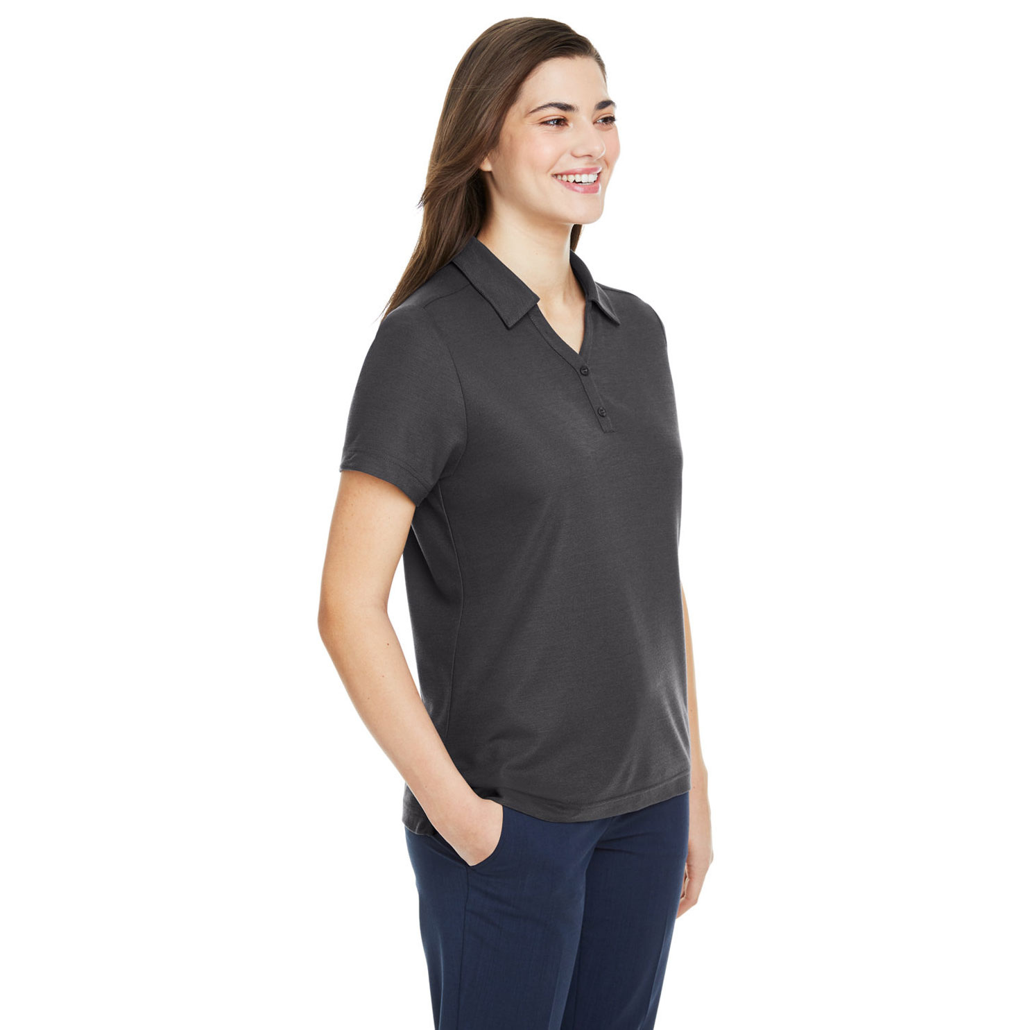 Core 365 CE112W Ladies Fusion ChromaSoft Pique Polo - Carbon | Full Source