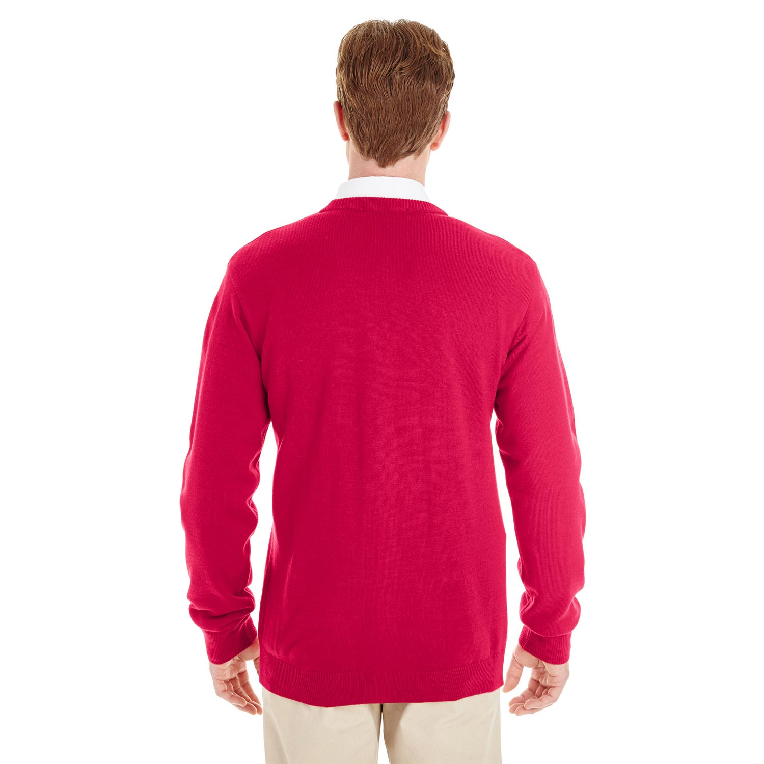 Harriton M425 Pilbloc V-Neck Button Cardigan Sweater - Red | Full Source