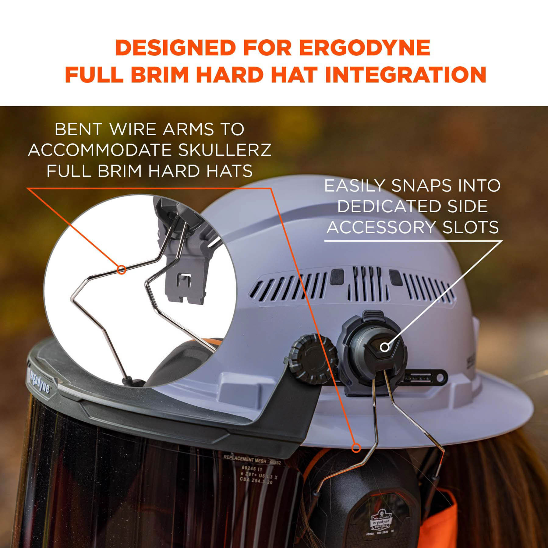 Ergodyne Skullerz 8880 Hard Hat Mounted Earmuffs - Full Brim Style ...