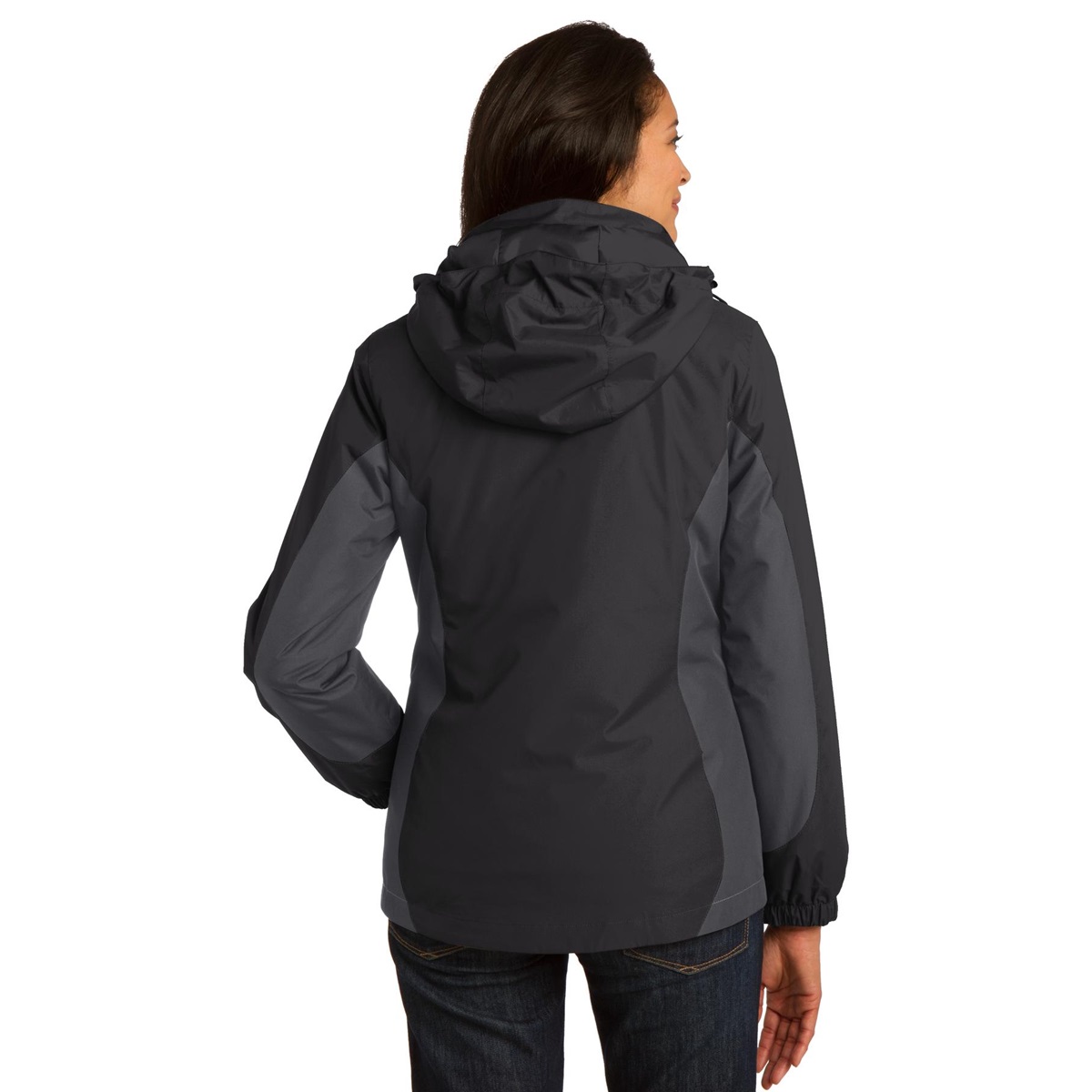 Port Authority L321 Ladies Colorblock 3-in-1 Jacket - Black/Magnet Grey ...