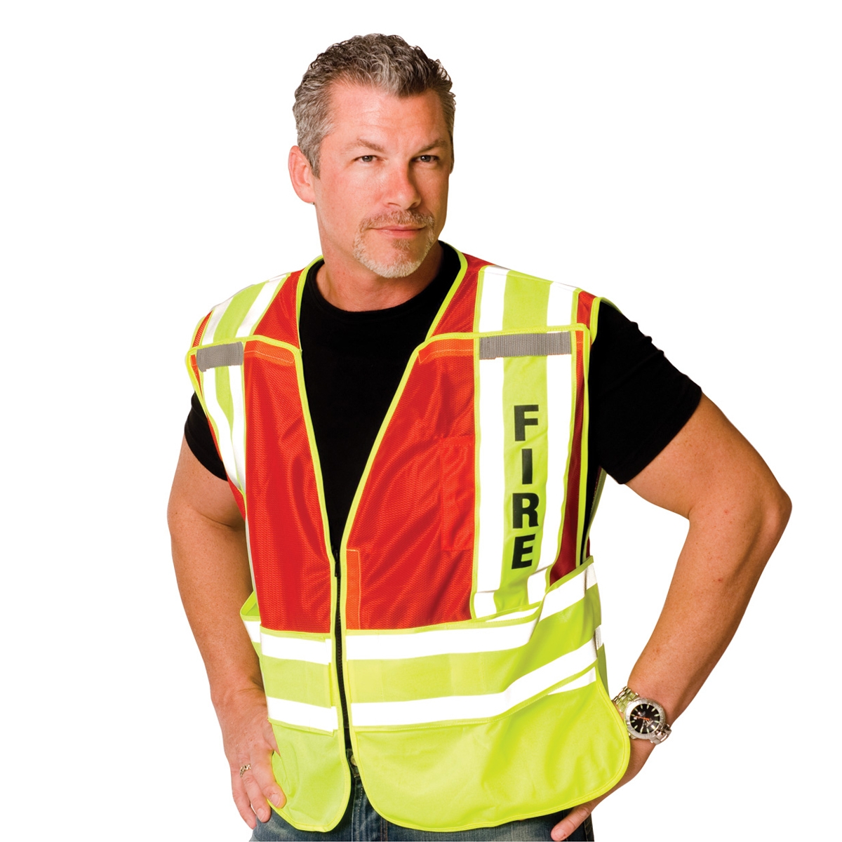 PIP 302-PSV-RED Type P Class 2 Public Safety Vest with FIRE Text ...