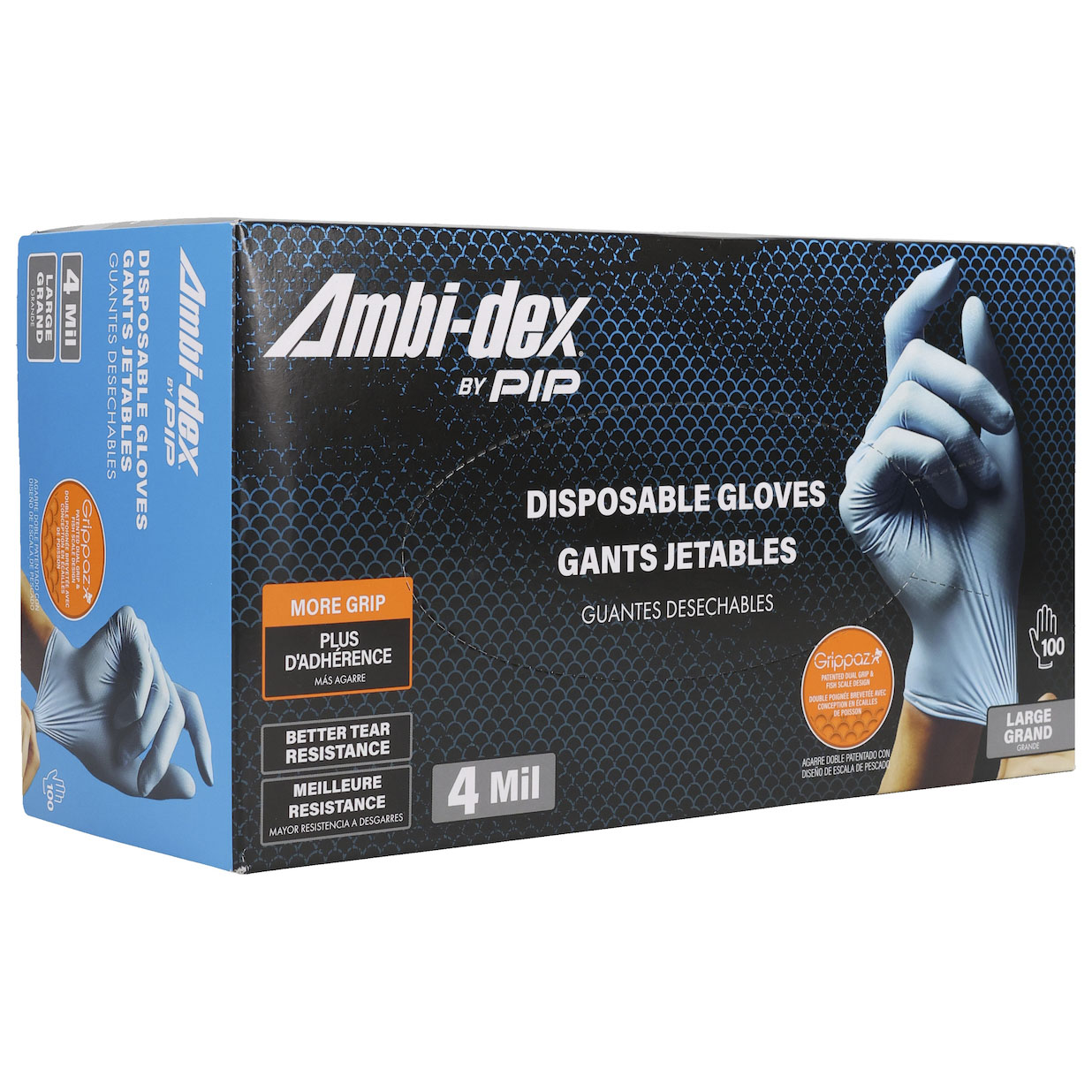PIP 66-400 Ambi-dex Disposable Nitrile Powder Free Gloves with Grippaz ...
