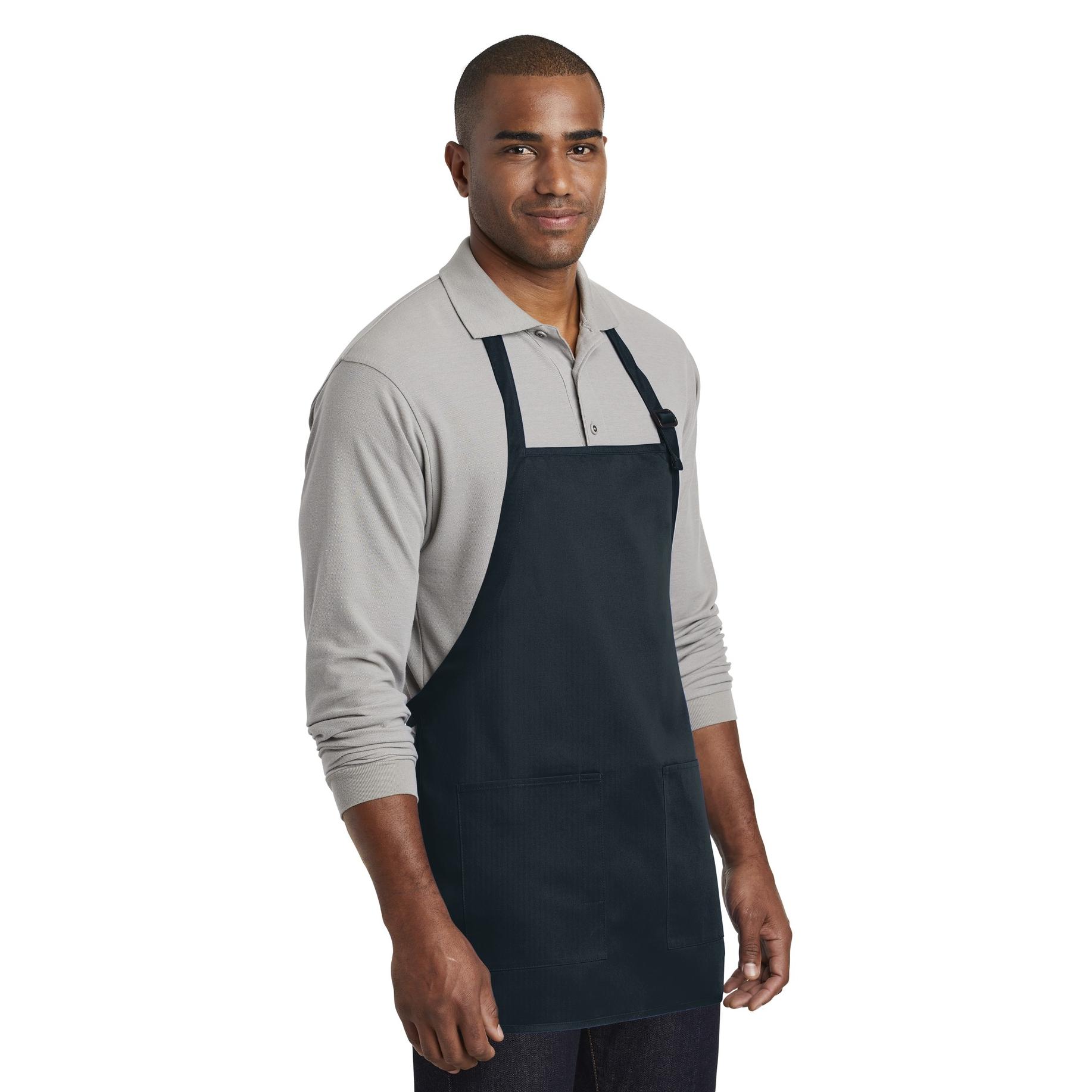 Port Authority A601 Medium-Length Two-Pocket Bib Apron - Navy | Full Source