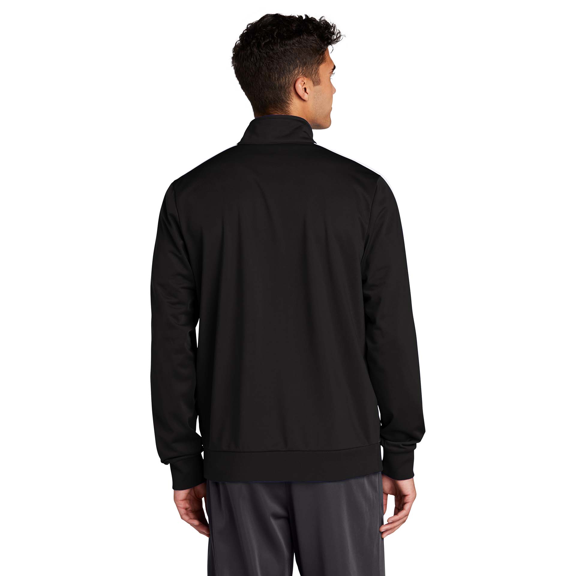 Sport-Tek JST94 Tricot Full-Zip Track Jacket - Black/White | Full Source