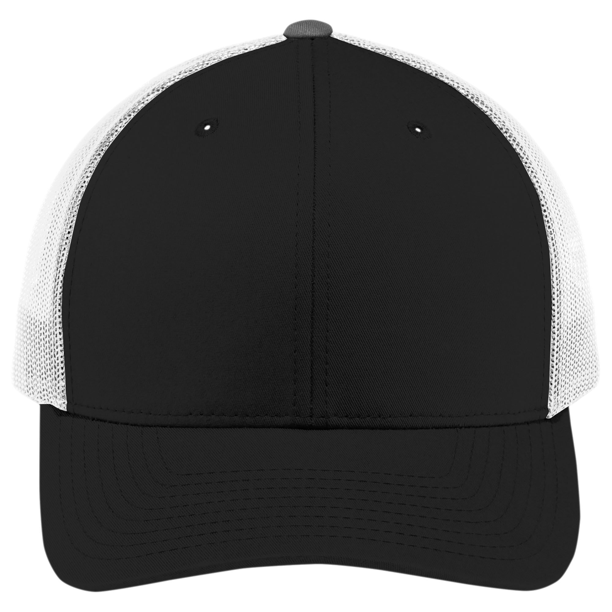 Sport-Tek STC39 Yupoong Retro Trucker Cap - Black/White | Full Source