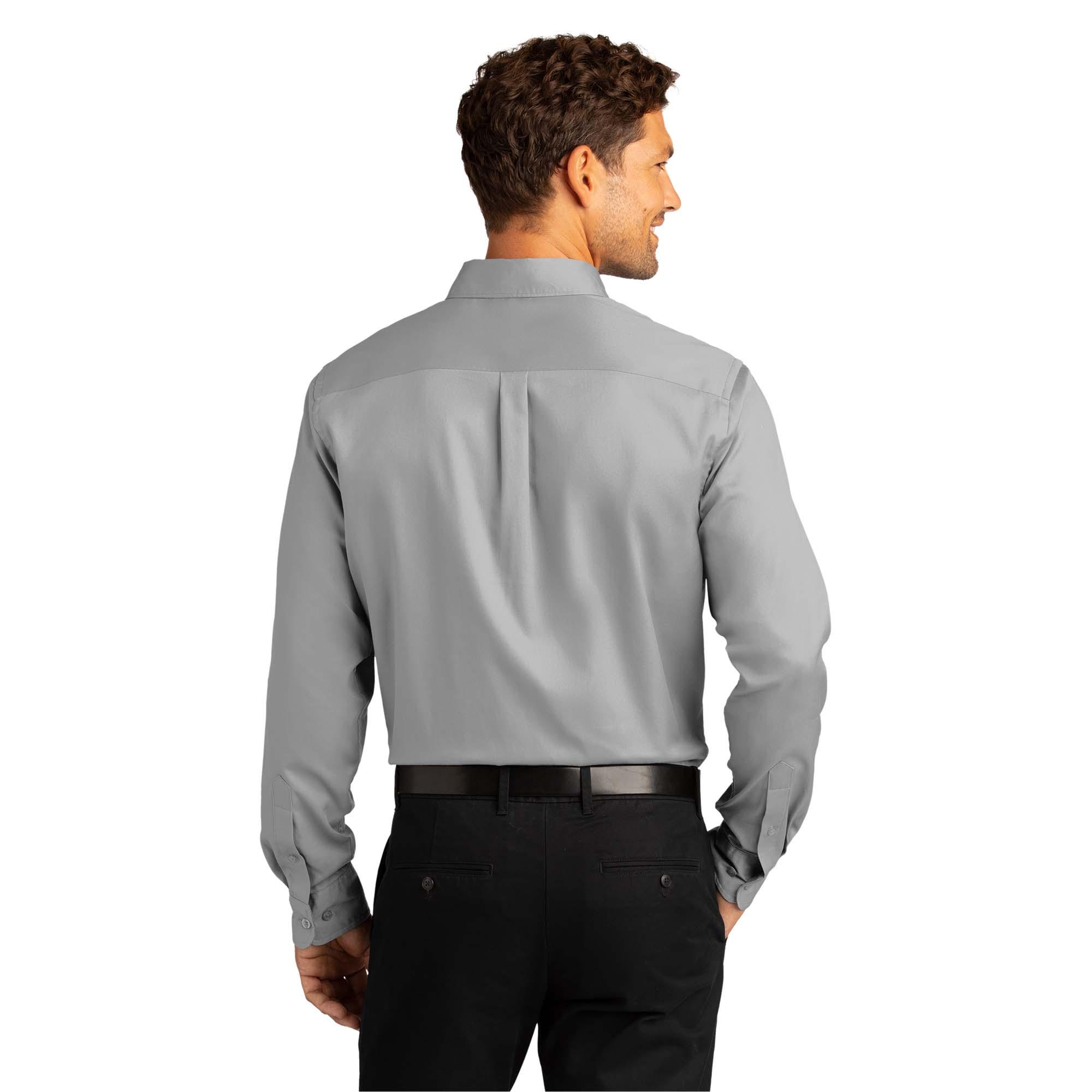 Port Authority W808 Long Sleeve SuperPro React Twill Shirt - Gusty Grey ...