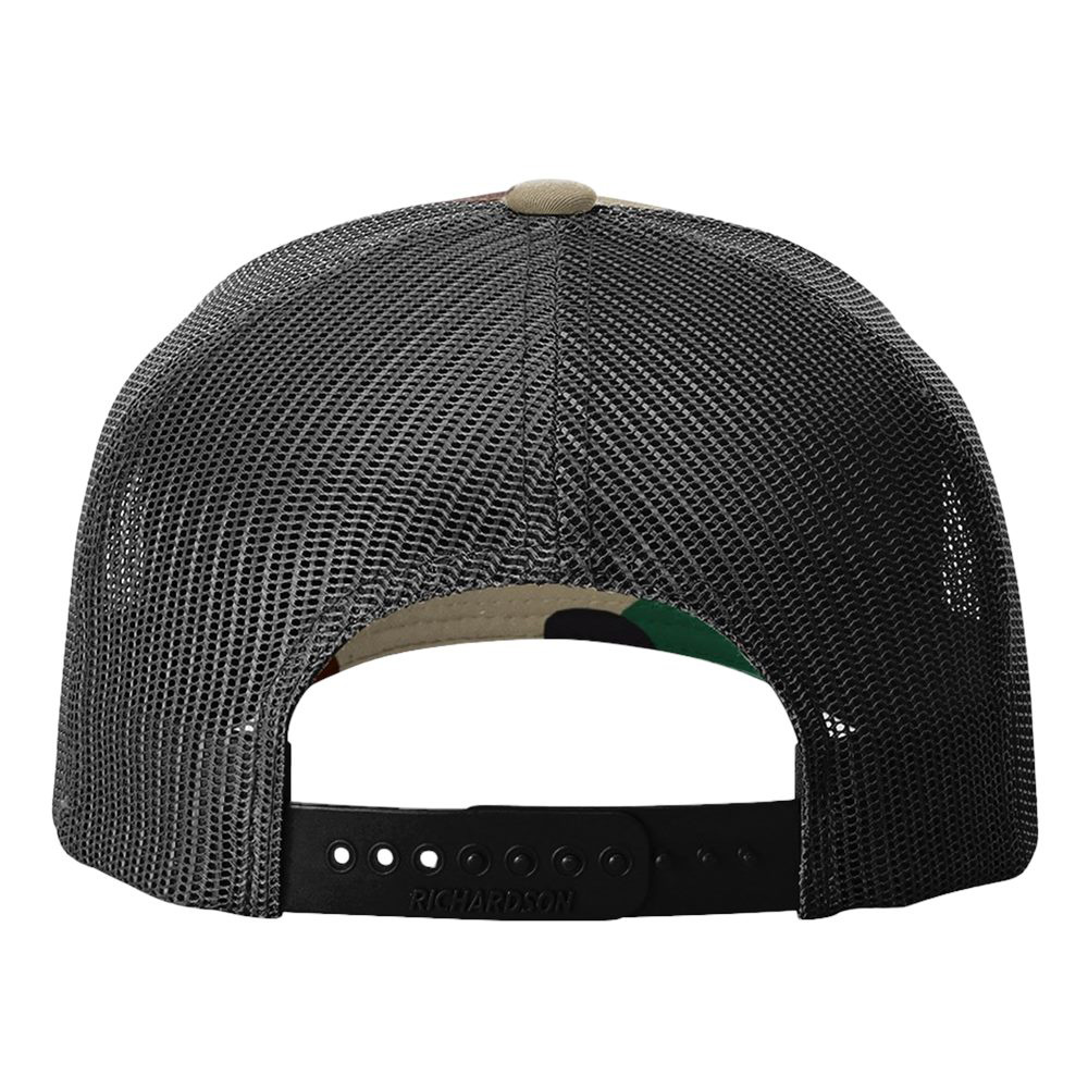Richardson 112PFP Five Panel Printed Trucker Cap - Green Camo/Black ...