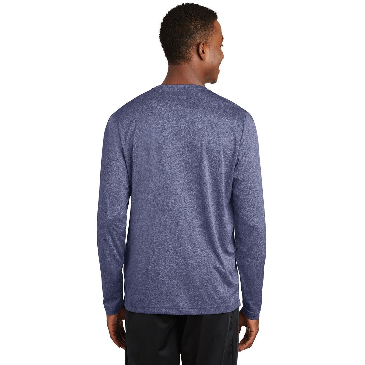 Sport-Tek ST360LS Long Sleeve Heather Contender Tee - True Navy Heather ...