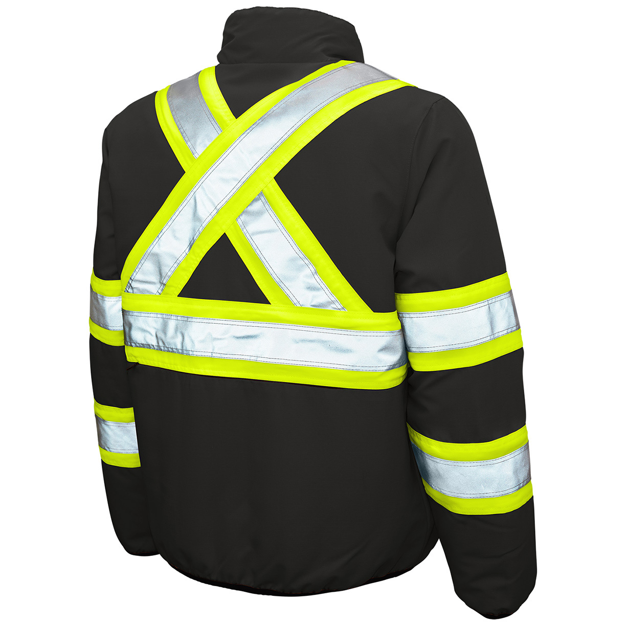 Tough Duck SJ27 Type O Class 1 Ripstop Reversible Safety Jacket - Black ...