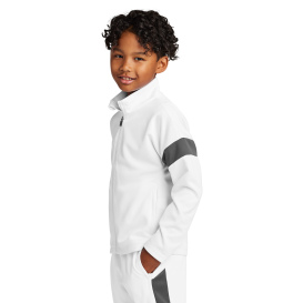 Sport-Tek YST800 Youth Travel Full-Zip Jacket - White/Iron Grey | Full ...