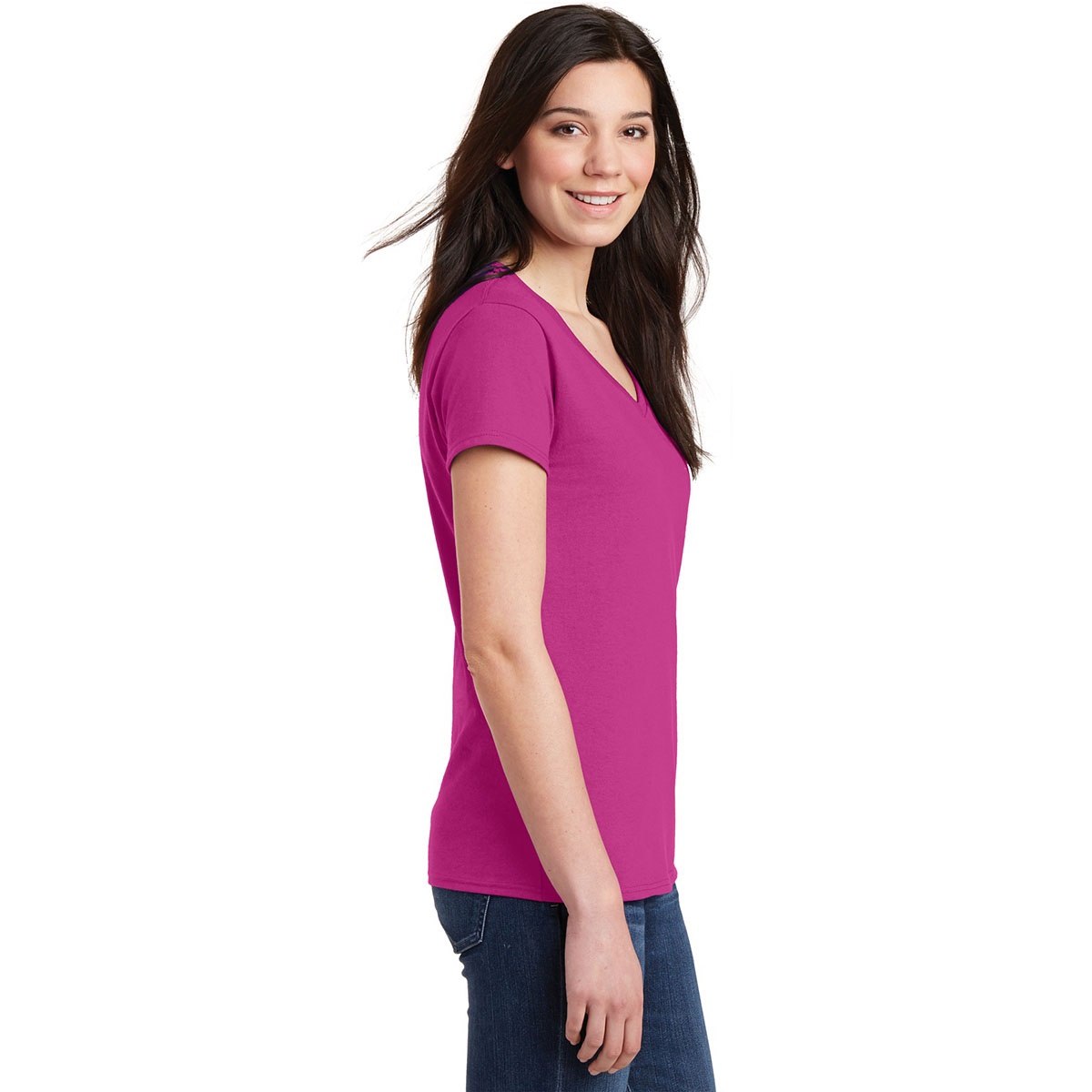 Gildan 5V00L Ladies Heavy Cotton V-Neck T-Shirt - Heliconia ...