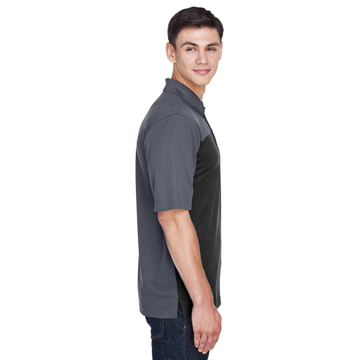 Core 365 CE101 Men's Balance Colorblock Performance Pique Polo - Black ...