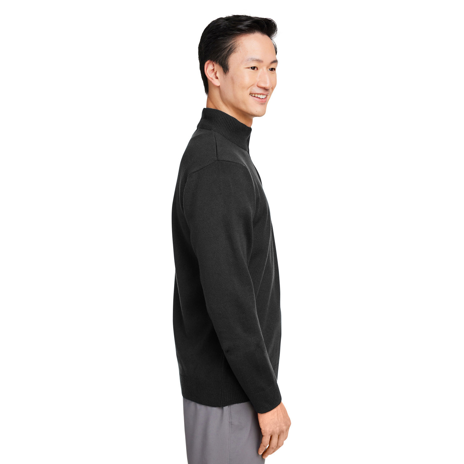 Harriton M421 Men's Pilbloc Quarter-Zip Sweater - Black | Full Source