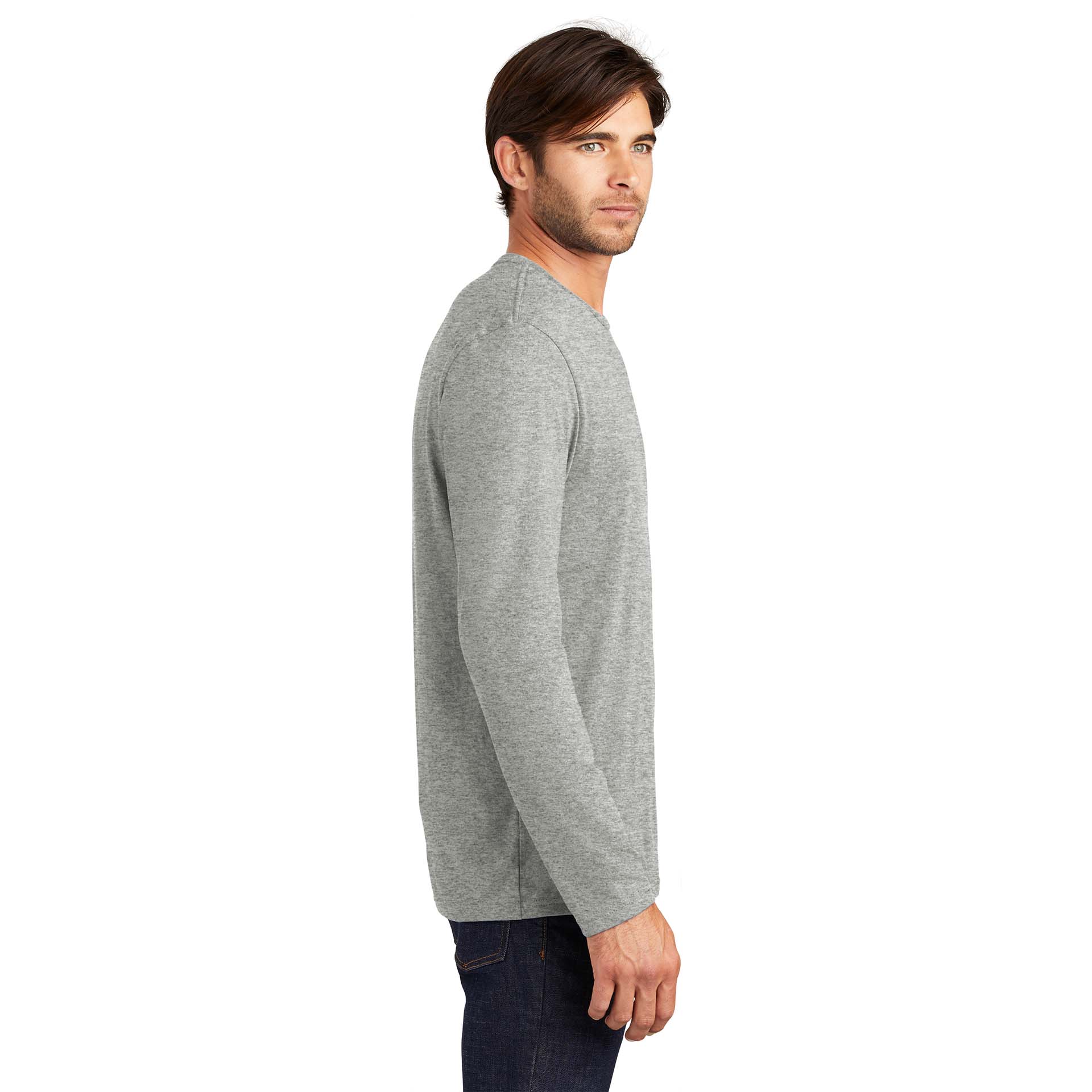 District DT105 Perfect Weight Long Sleeve Tee - Heathered Steel | Full ...