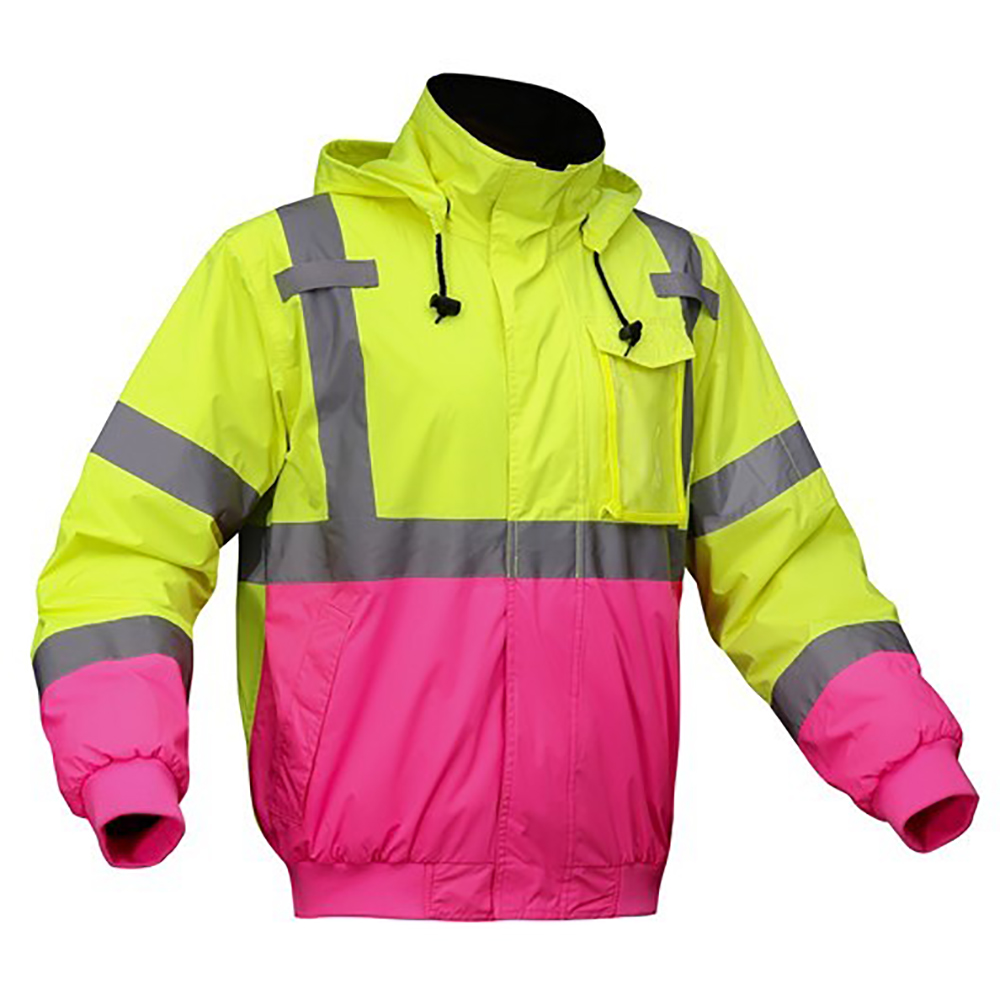 GSS Safety 8018 Type R Class 3 Unisex Bomber Jacket Pink - Yellow/Pink ...