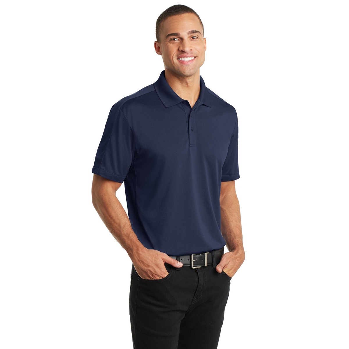 Port Authority K569 Diamond Jacquard Polo - True Navy | Full Source