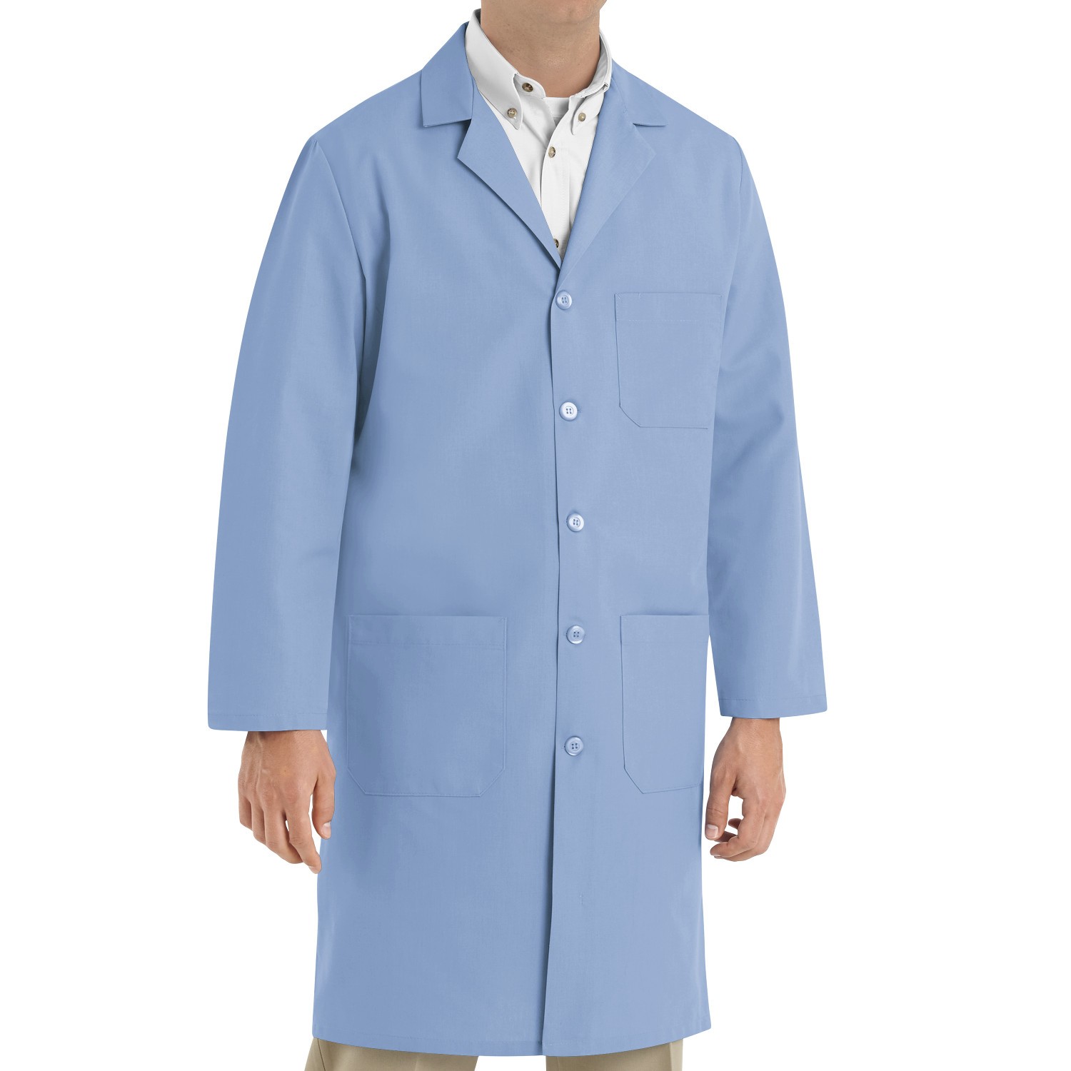 Red Kap KP14 Men's Five Button Front Lab Coat - Light Blue | Full Source