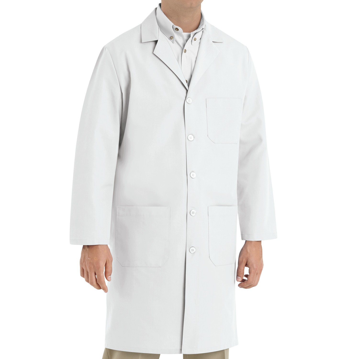Red Kap KP14 Men's Five Button Front Lab Coat - White | Full Source
