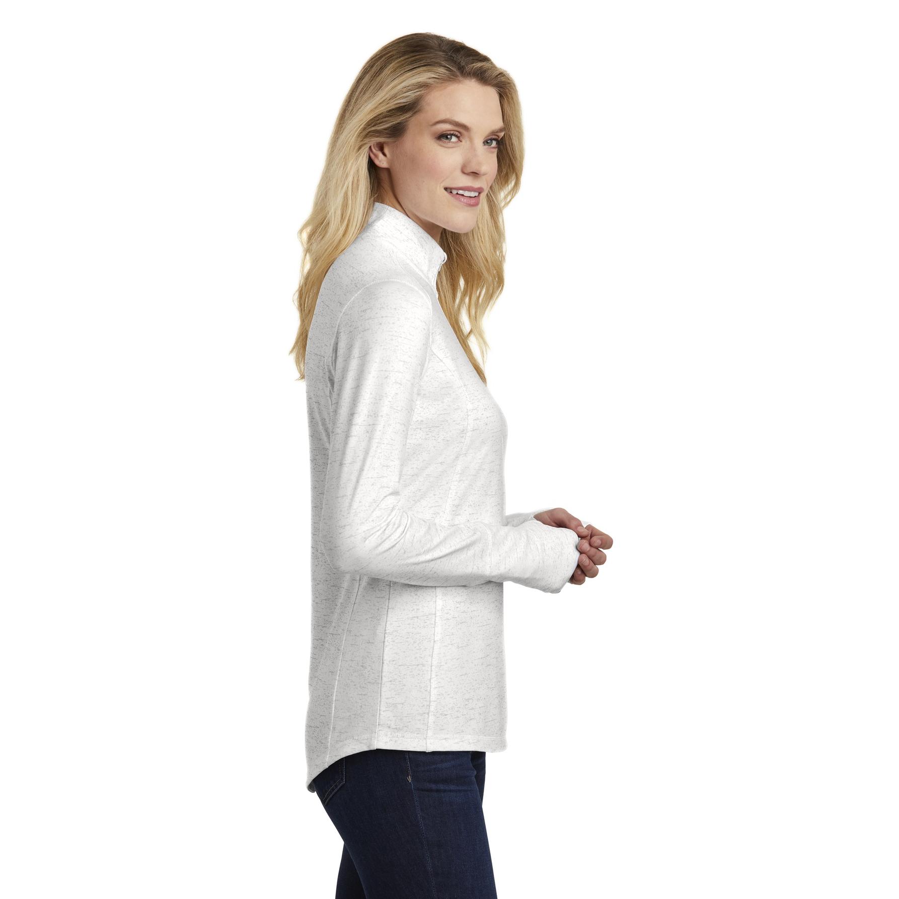 Sport-Tek LST855 Ladies Sport-Wick Stretch Reflective Heather 1/2-Zip ...