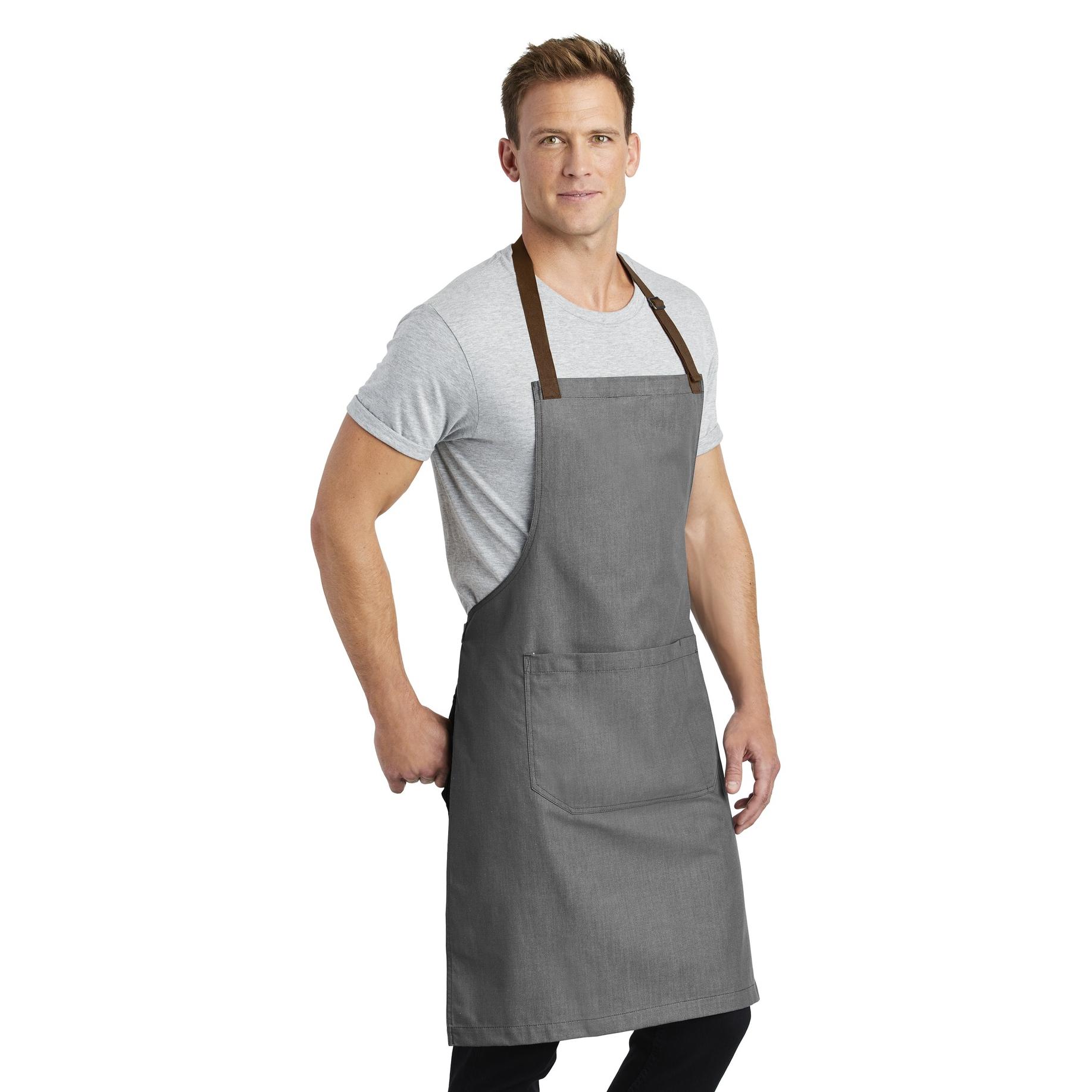 Port Authority A800 Market Full-Length Bib Apron - Ash Grey | Full Source