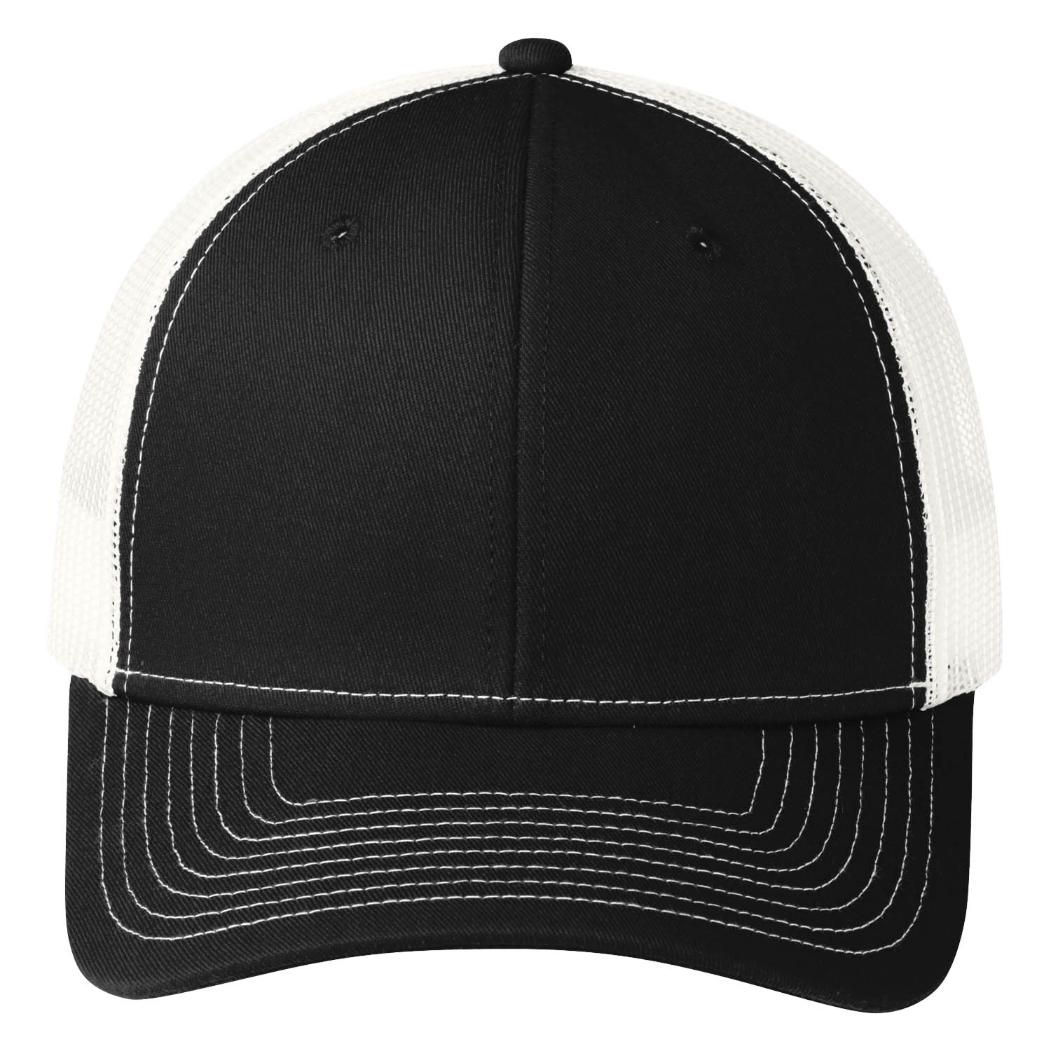 Port Authority C402 Snapback Trucker Cap - Black/White | Full Source