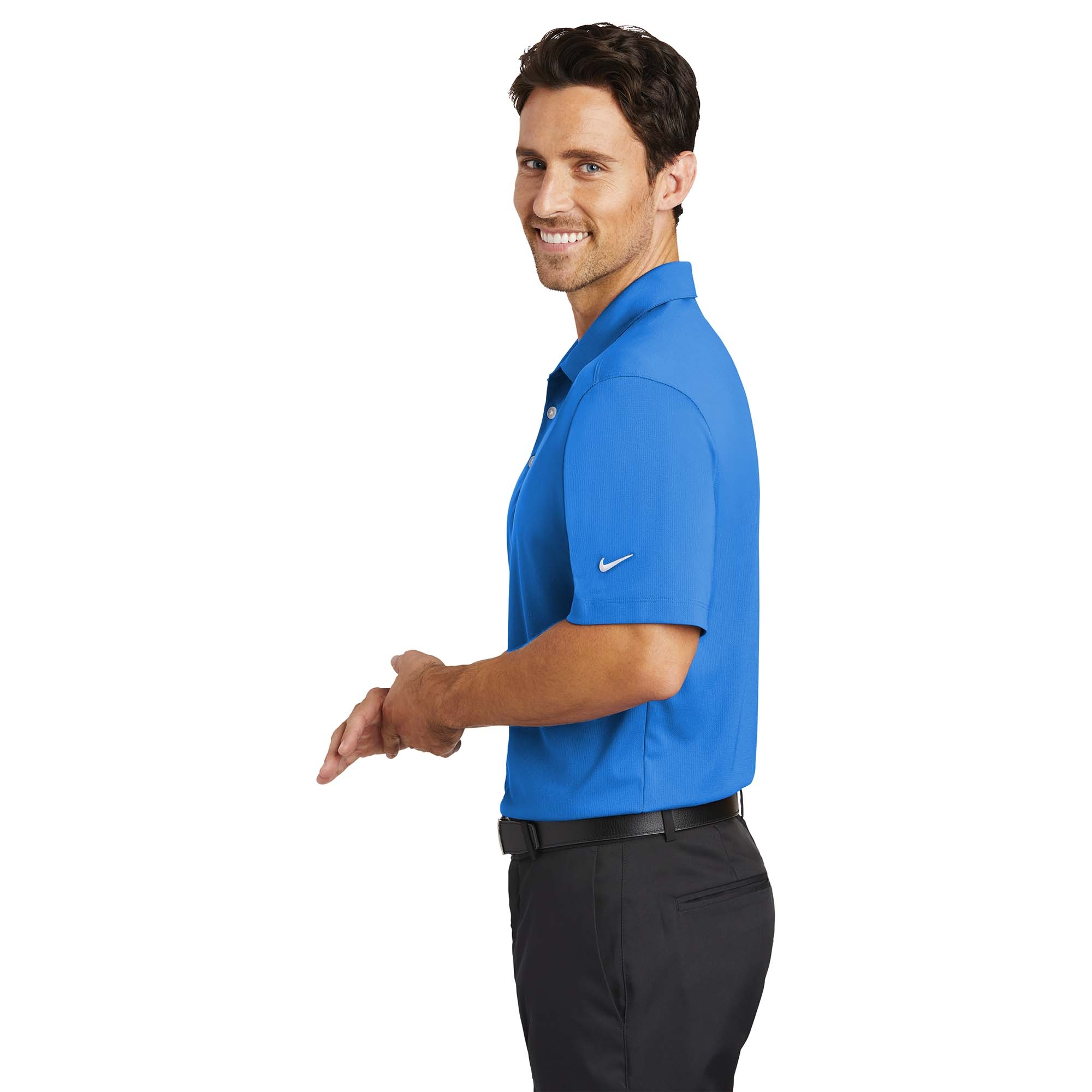 Nike 637167 Dri-FIT Vertical Mesh Polo - Brisk Blue | Full Source