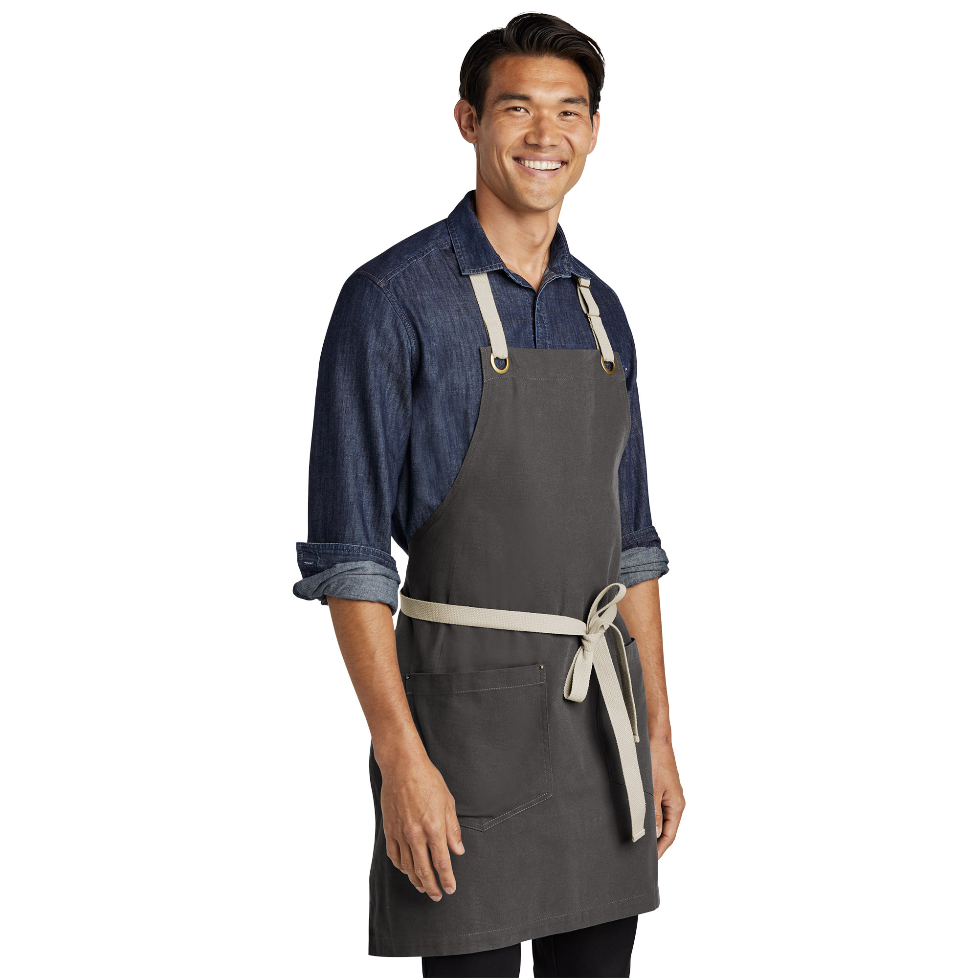 Port Authority A815 Canvas Full Length Two-Pocket Apron - Magnet/Stone ...