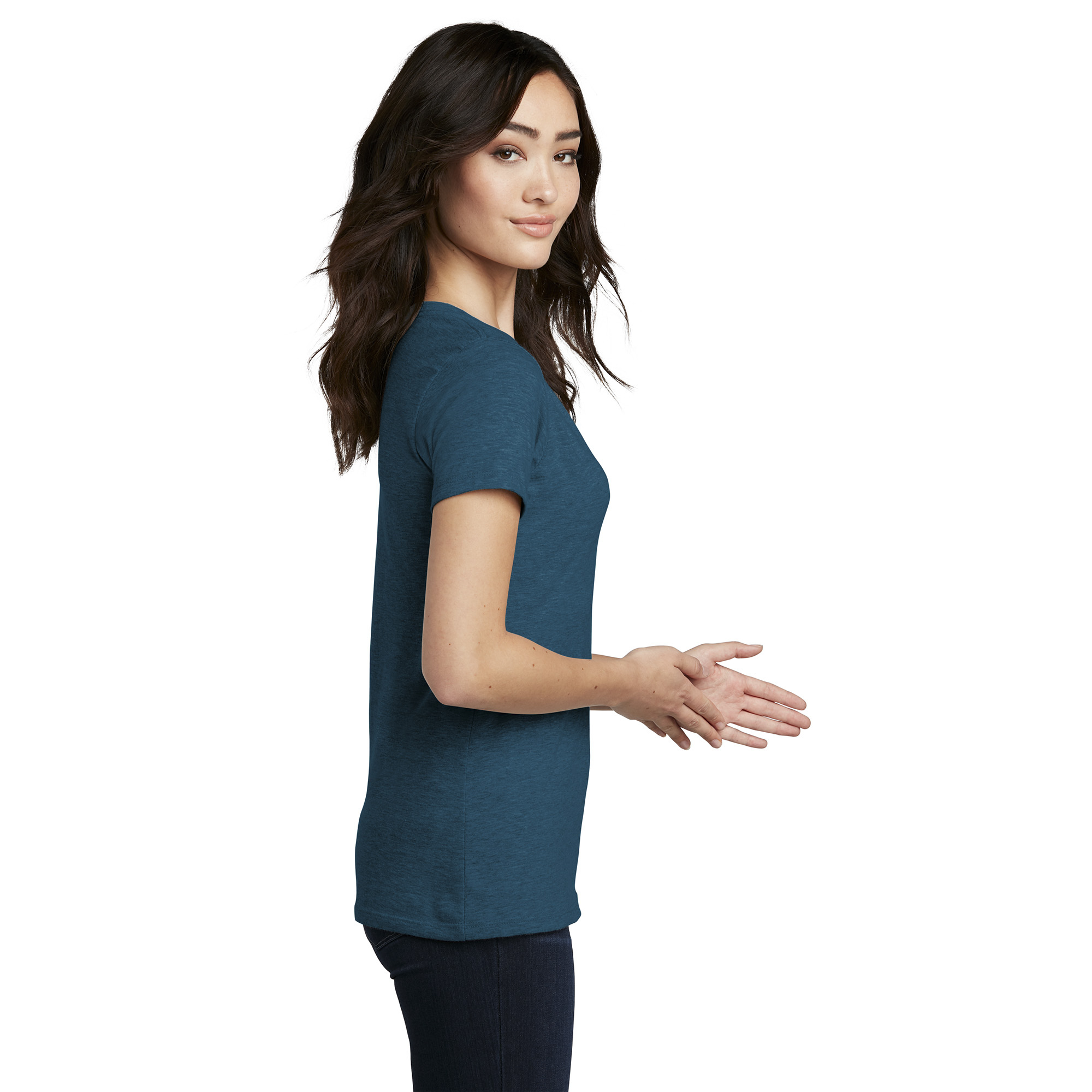 District DM1190L Women's Perfect Blend V-Neck Tee - Deep Turquoise ...