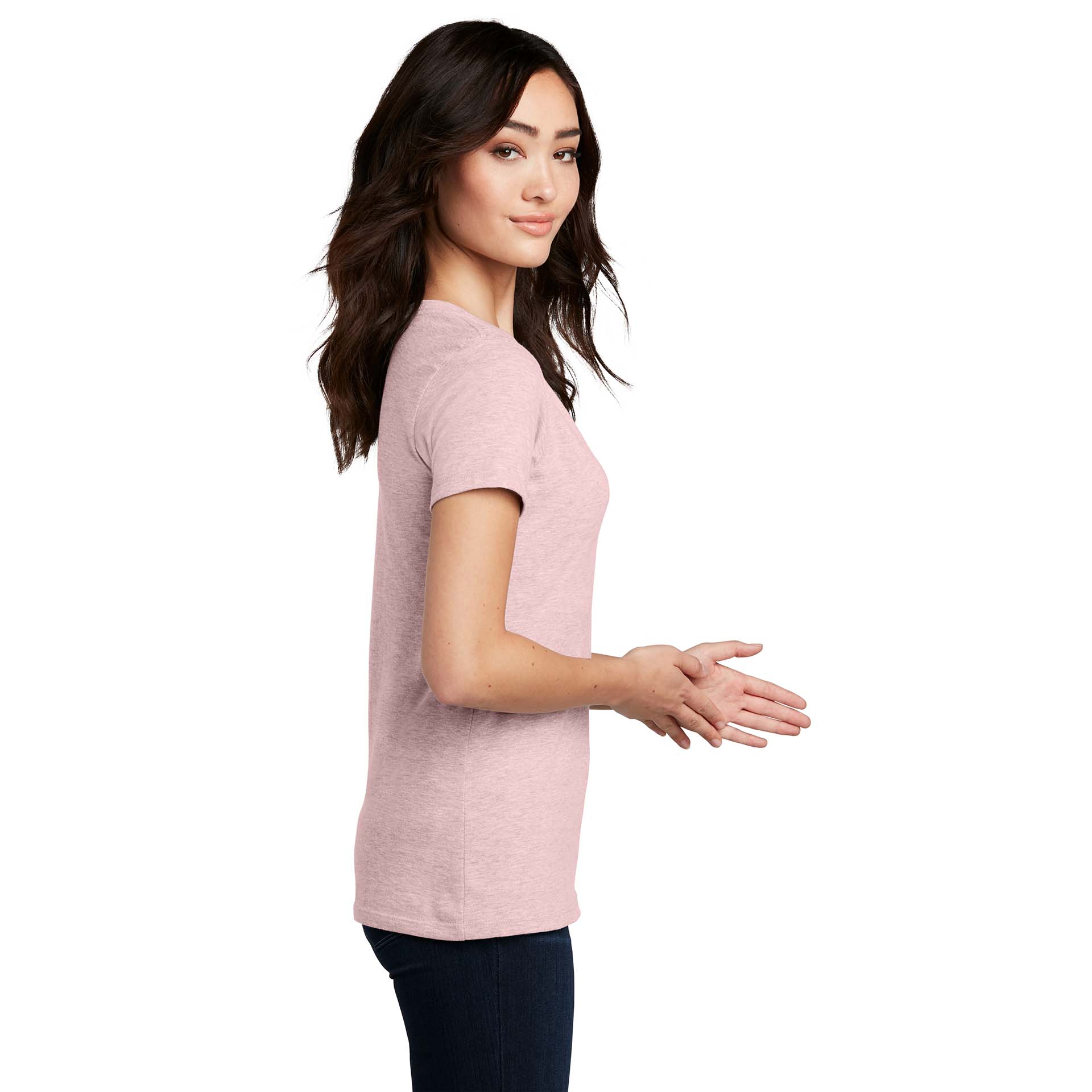 District DM1190L Women's Perfect Blend V-Neck Tee - Heathered Lavender ...