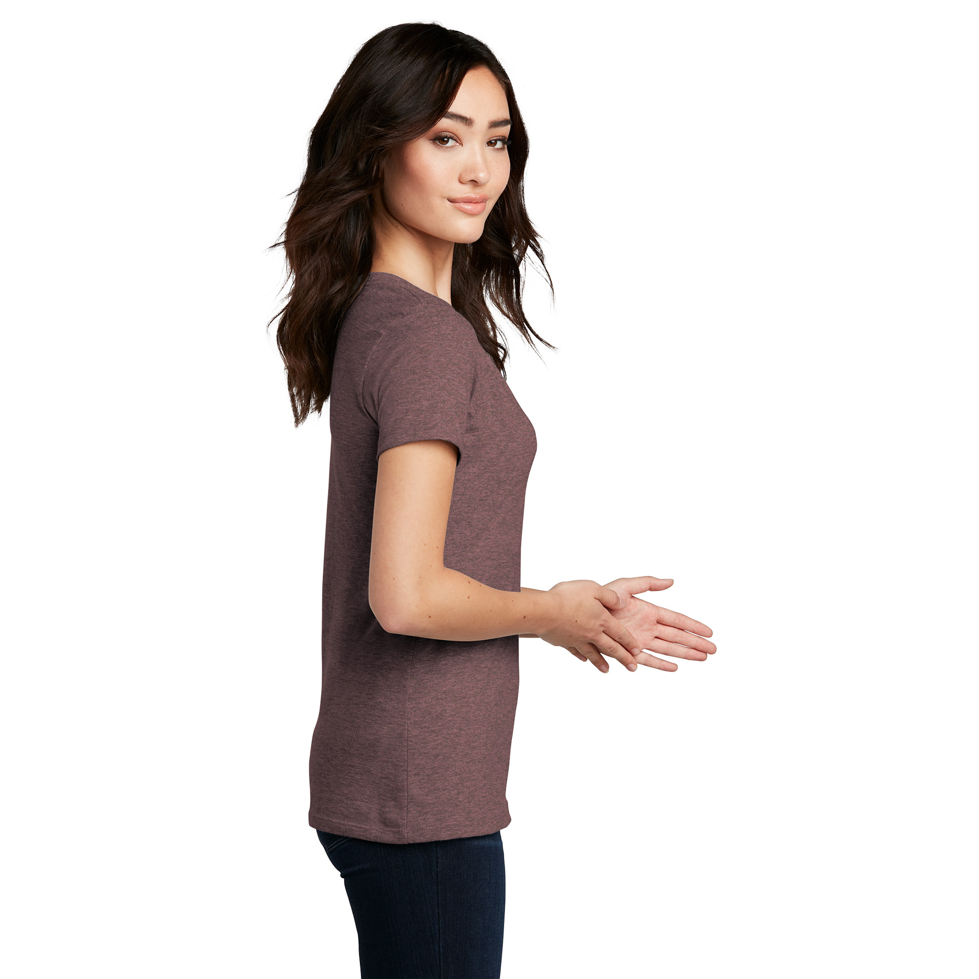 District DM1190L Women's Perfect Blend V-Neck Tee - Rose Fleck | Full ...