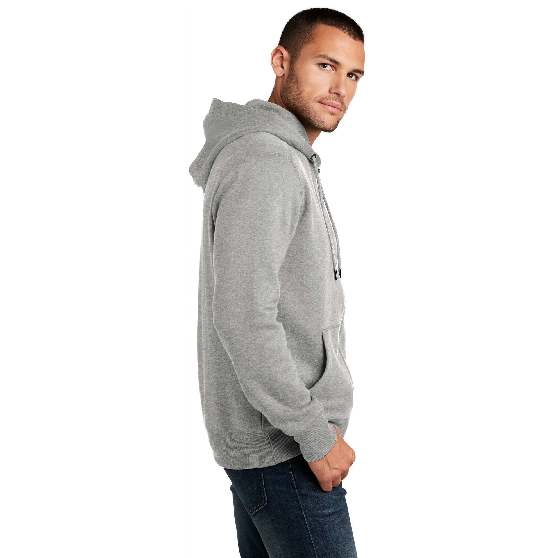 District DT1103 Perfect Weight Fleece Full-Zip Hoodie - Heathered Steel ...