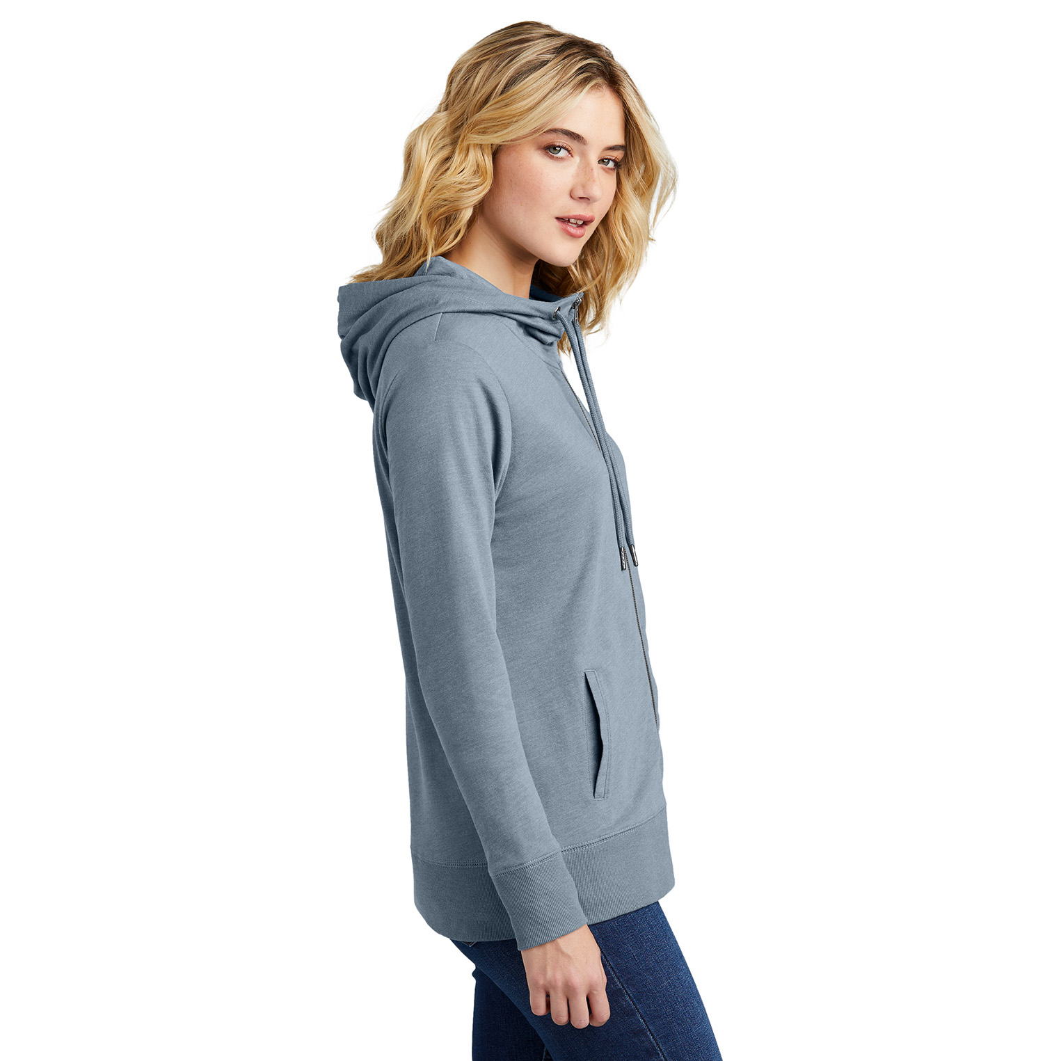 District DT673 Women's Featherweight French Terry Full-Zip Hoodie ...