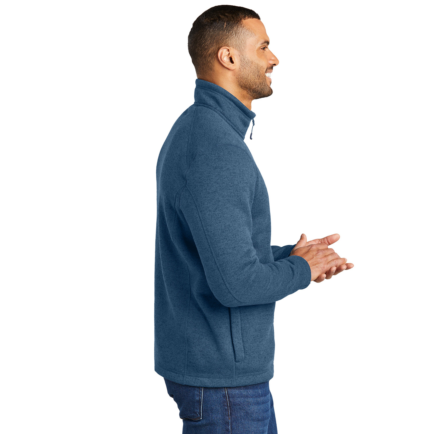 Port & Company F426 Arc Sweater Fleece 1/4-Zip - Insignia Blue Heather ...