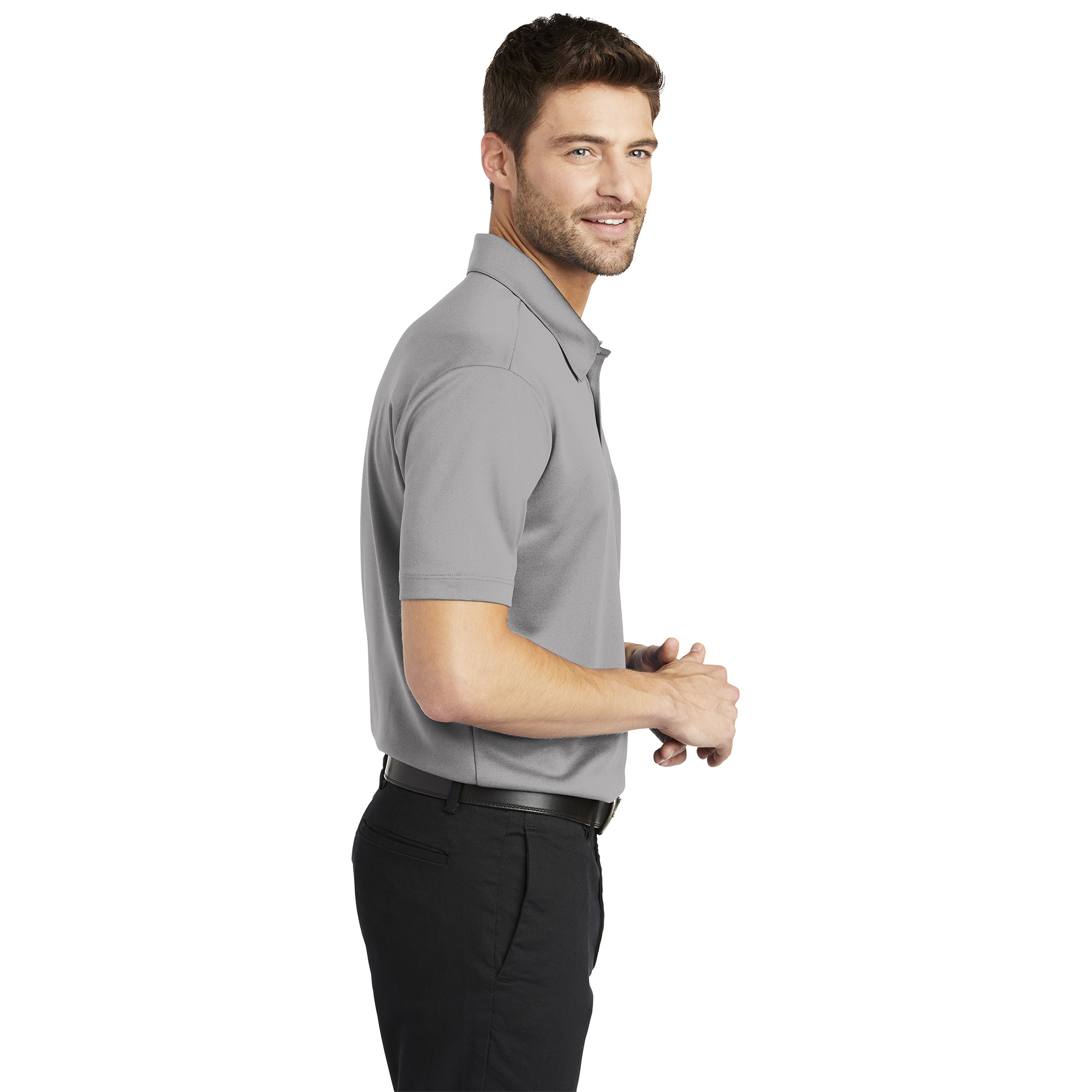 Port Authority K540P Silk Touch Performance Pocket Polo - Gusty Grey ...