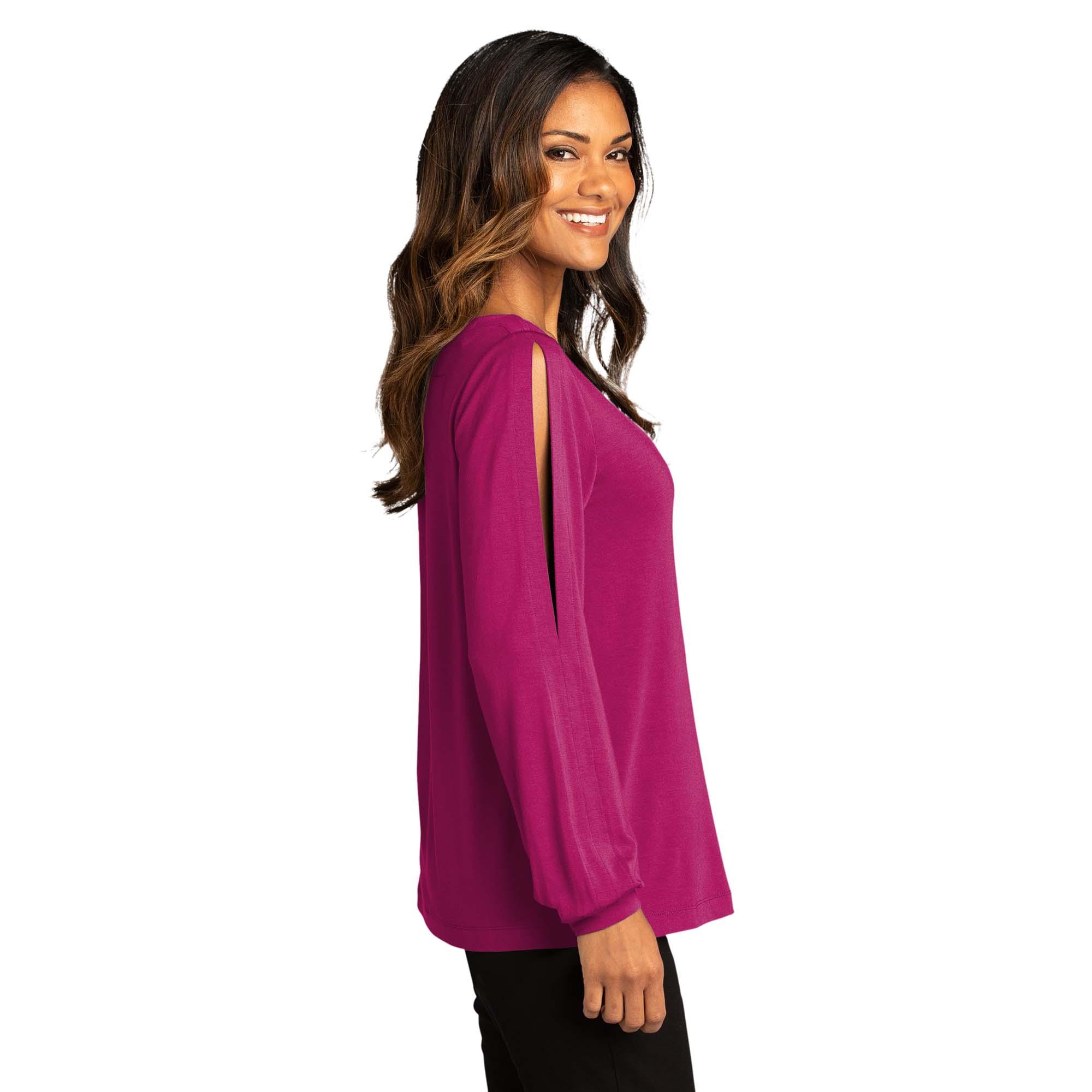Port Authority LK5600 Ladies Luxe Knit Jewel Neck Top - Wild Berry ...
