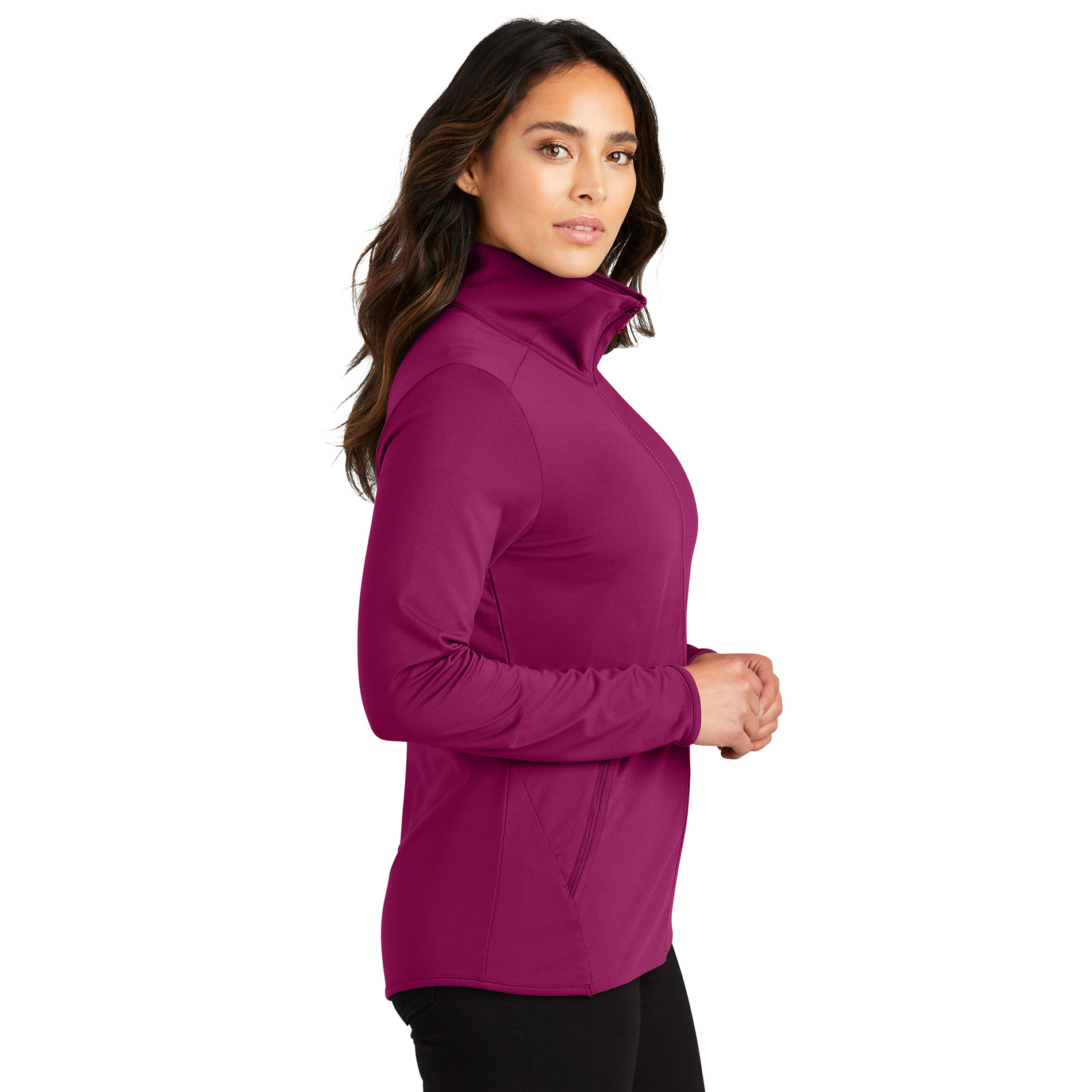 Port Authority LK595 Ladies Accord Stretch Fleece Full-Zip - Wine ...