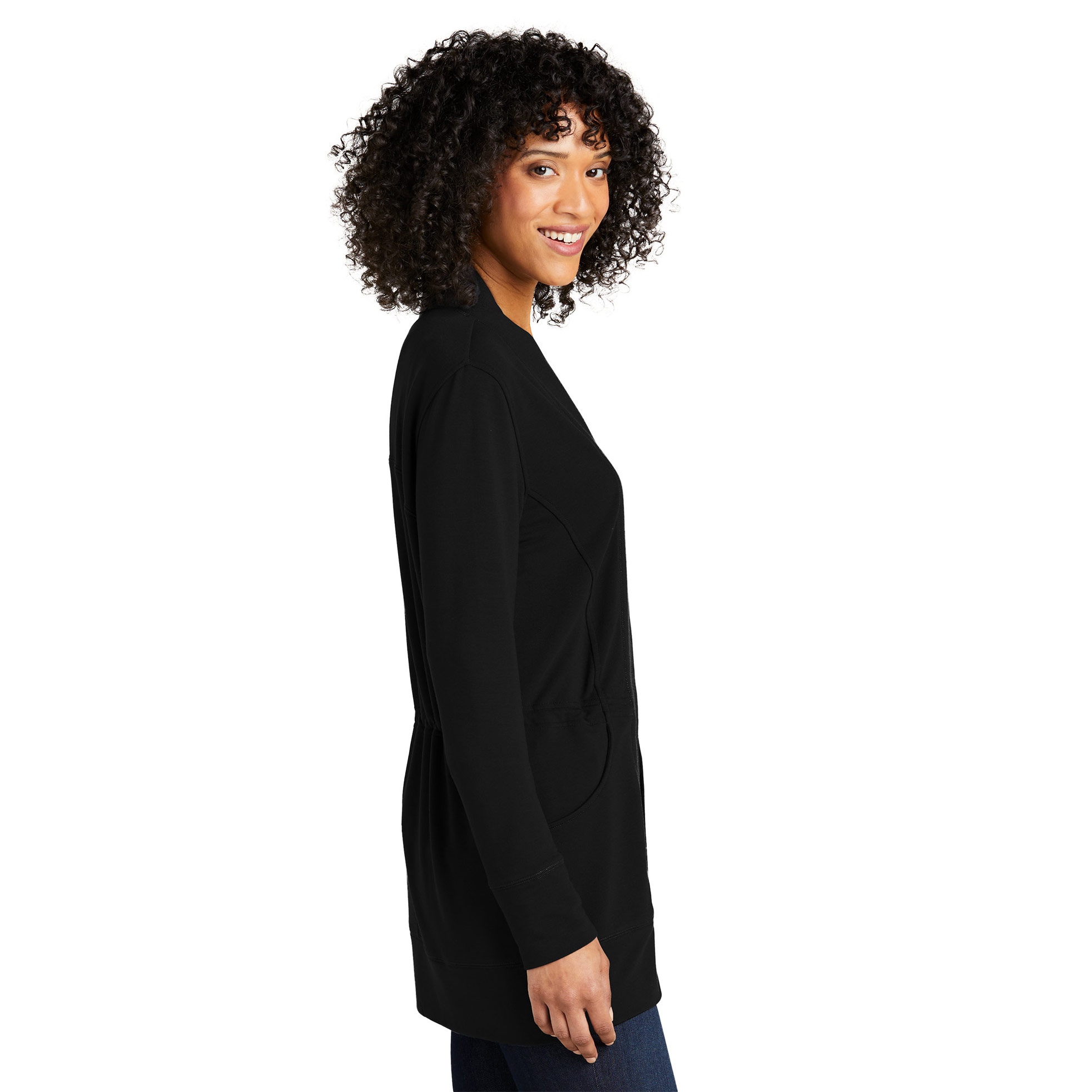 Port Authority LK825 Ladies Microterry Cardigan - Deep Black | Full Source
